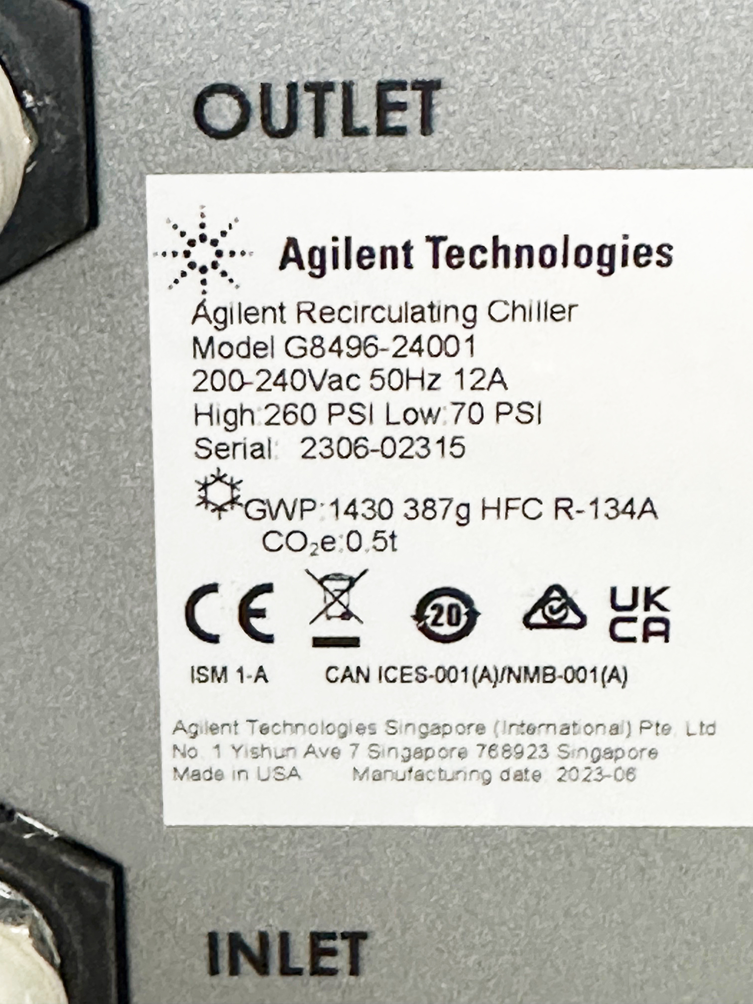 labstuff.eu - Agilent G8496 recirculating chiller, -10°C up to +70°C, 2650W at 20°C, like new!