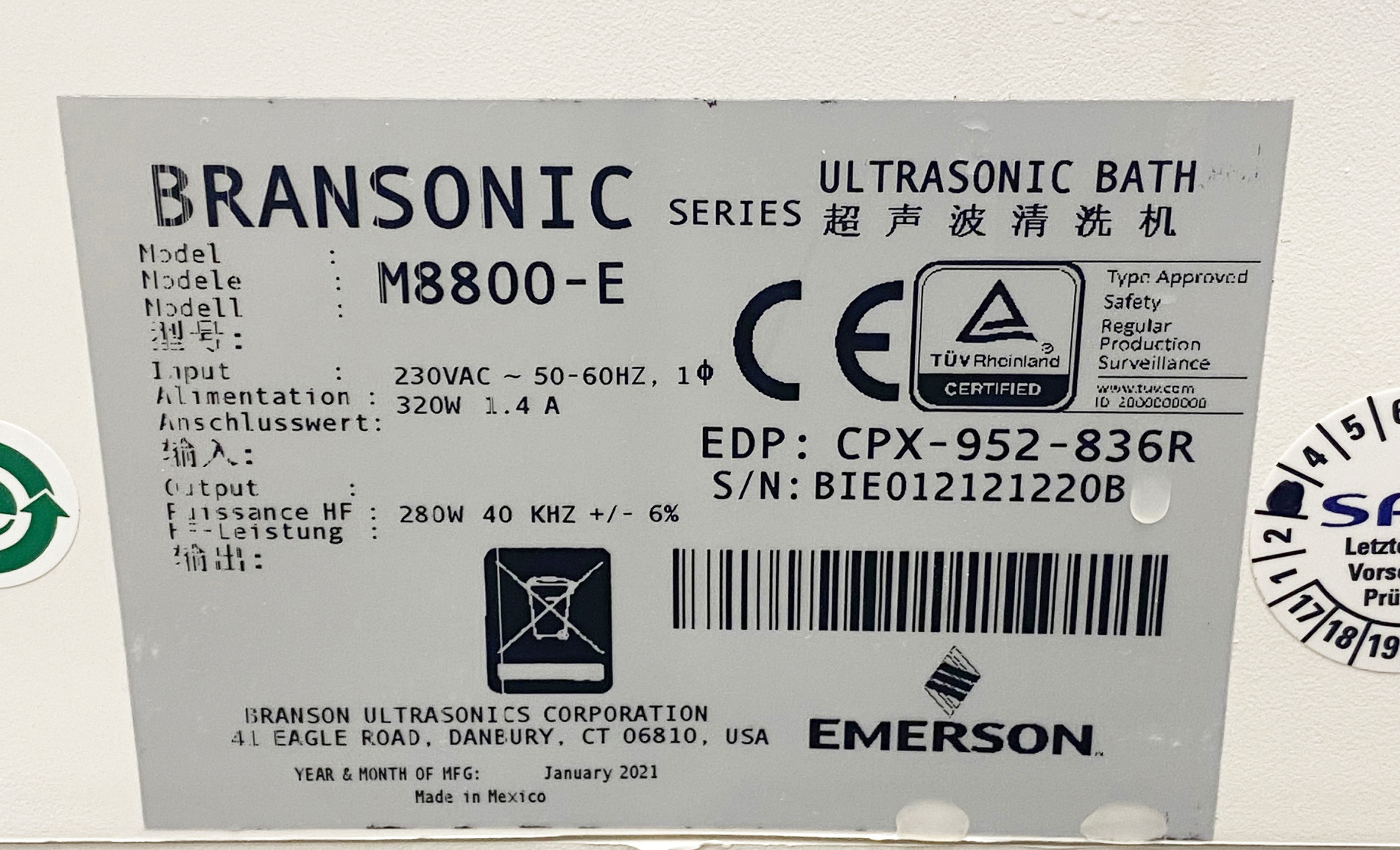 labstuff.eu - Bransonic M8800-E Ultrasonic Bath, with suspension basket ...