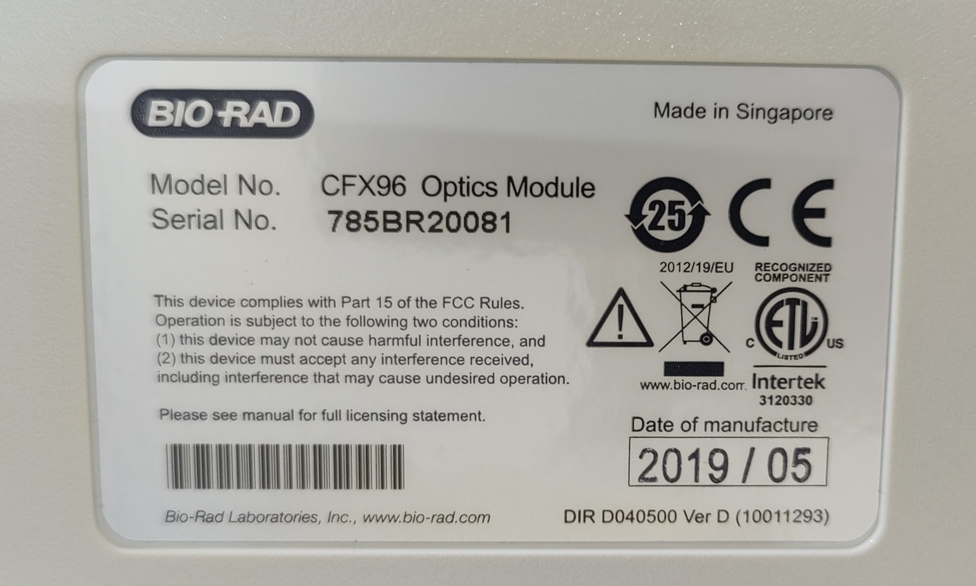 labstuff.eu - BIO-RAD CFX96 Touch Real-Time PCR System