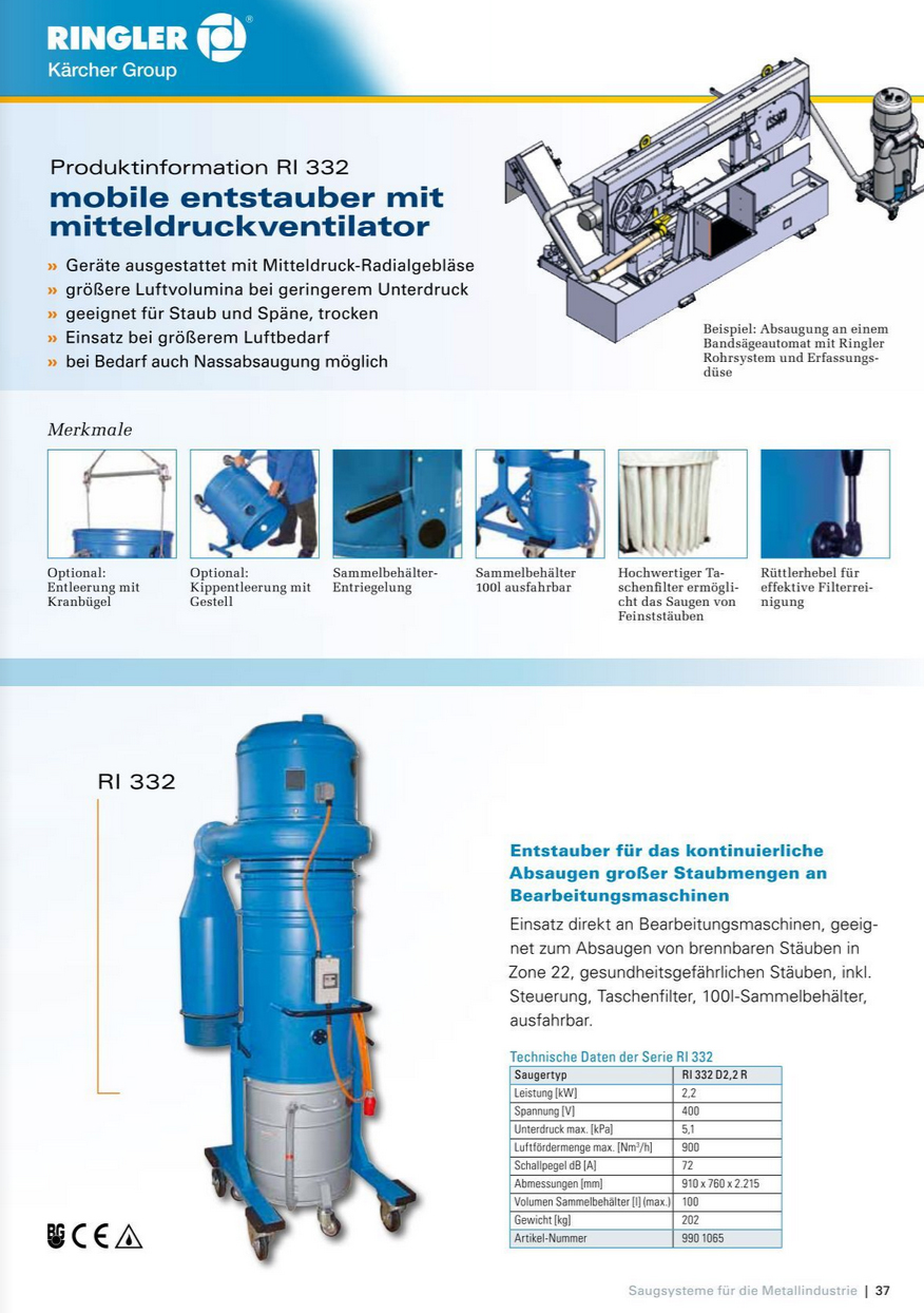 labstuff.eu - Kaercher Ringler RI 334 D2,2R vacuum Cleaner, Dedusting ...