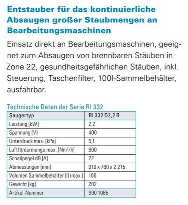 labstuff.eu - Kaercher Ringler RI 334 D2,2R vacuum Cleaner, Dedusting ...